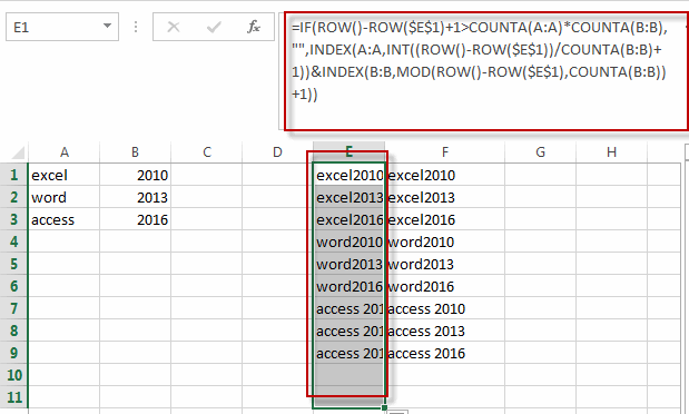 Generate All Possible Combinations Of Two Lists In Excel Free Excel 