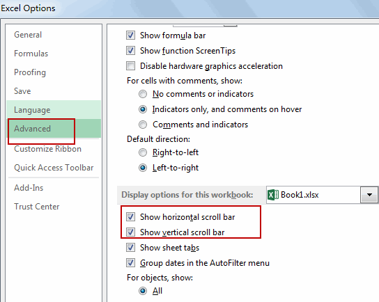 How To Hide And Unhide Horizontal And Vertical Scroll Bar In Excel 