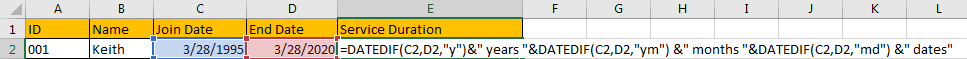 How To Calculate The Length Of Service From Join Date To Current Date 