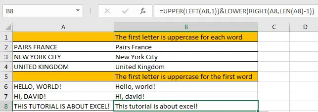 How To Convert Uppercase To Lowercase Except The First Letter In Excel 