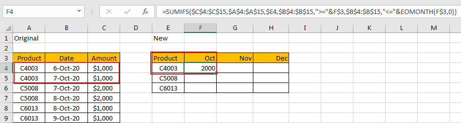 How To Sum Extract Data By Month In Columns Tables In Excel Free 